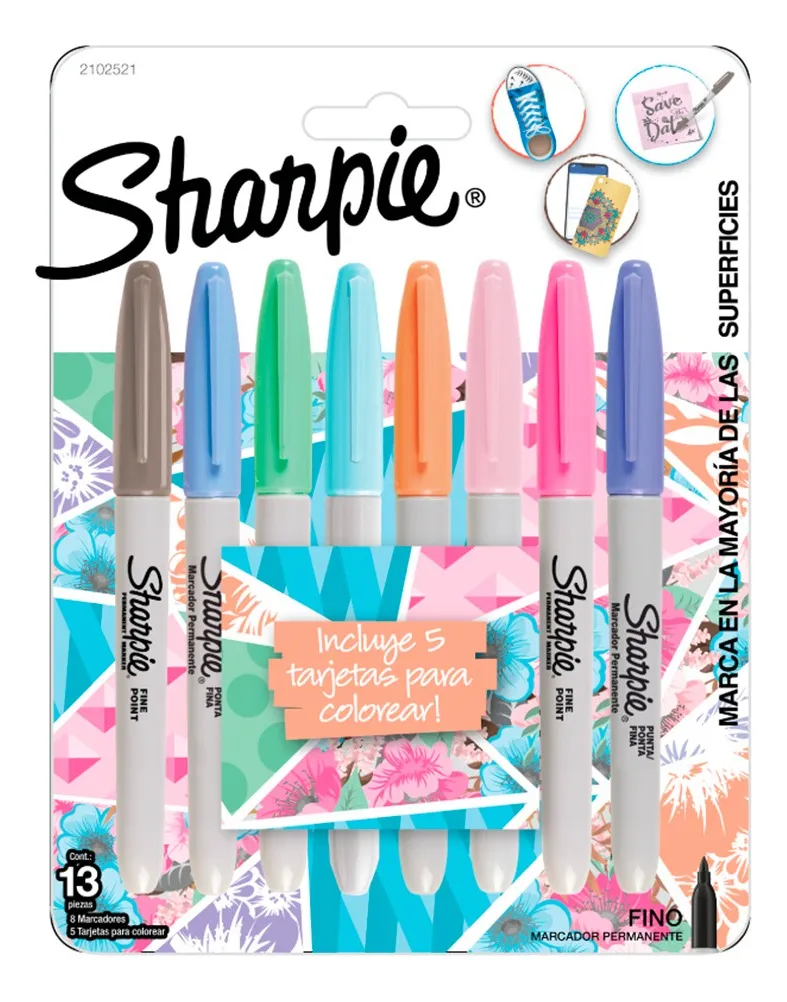 Ripley - SET 8 MARCADORES PUNTA FINA SHARPIE COLOR PASTEL