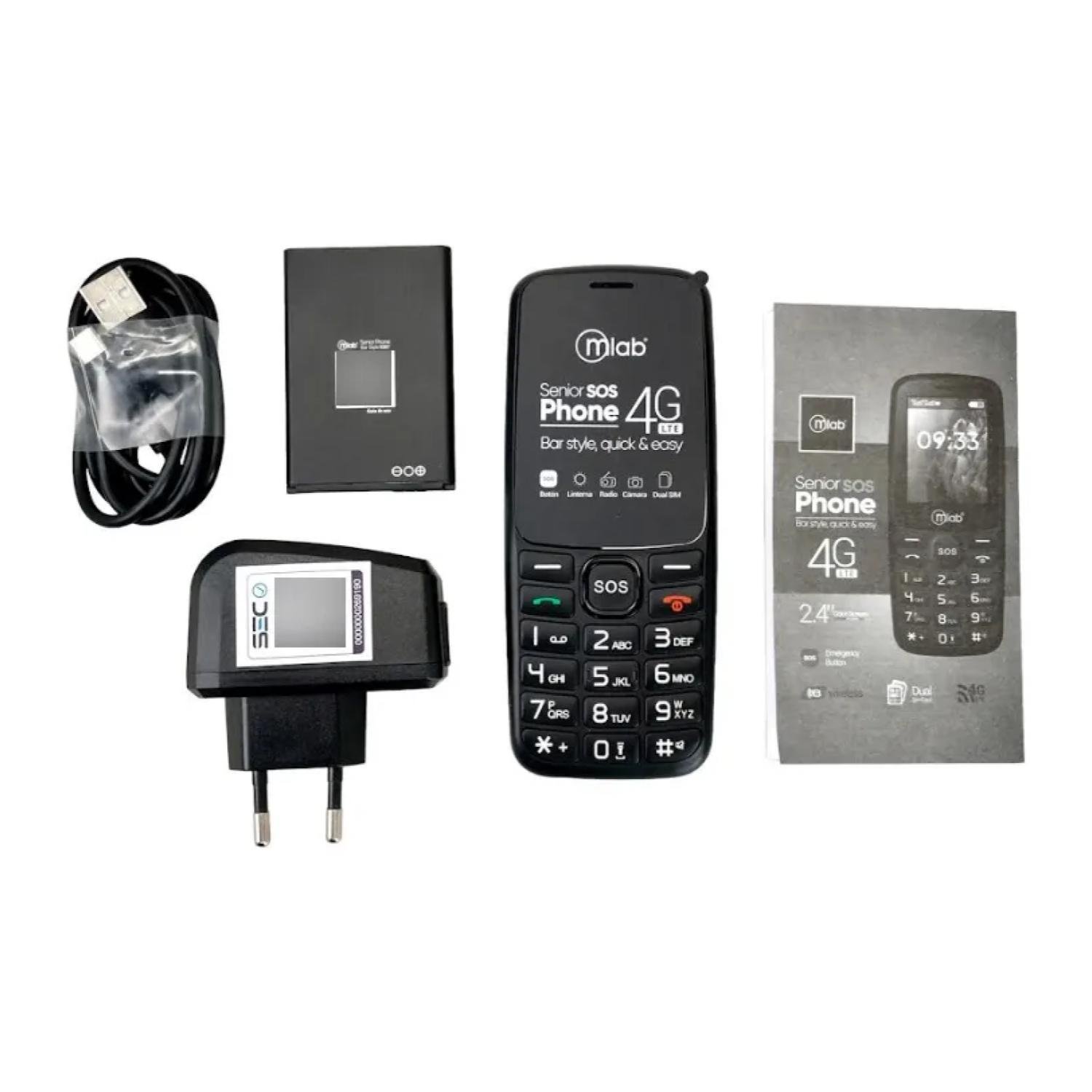 TELEFONO SENIOR 4G LTE DIGITOS GRANDES EN COLOR NEGRO 9387 MLAB