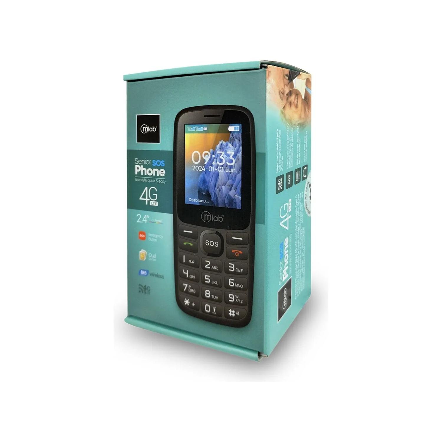 TELEFONO SENIOR 4G LTE DIGITOS GRANDES EN COLOR NEGRO 9387 MLAB