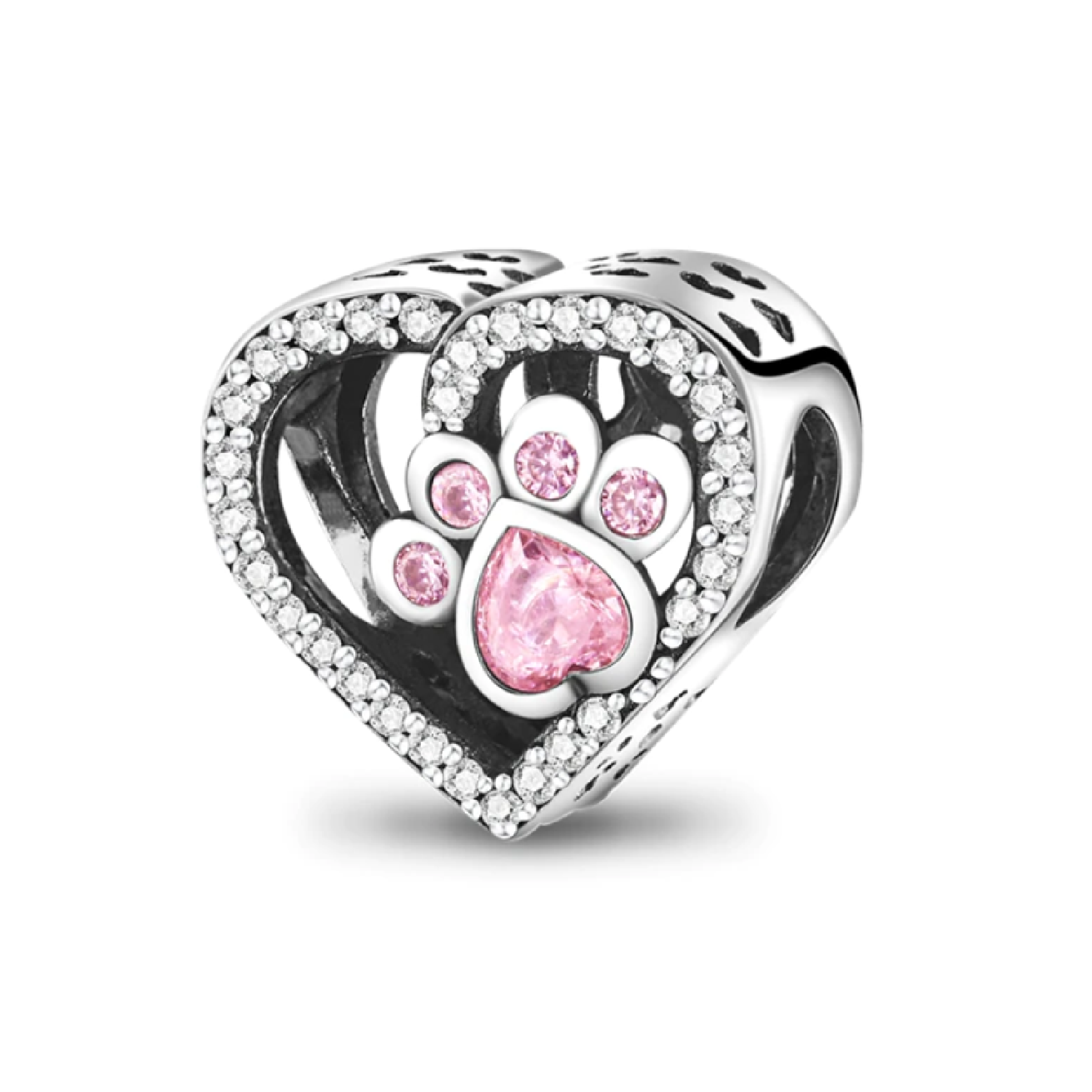 Ripley - CHARM CORAZÓN CANINO Y CIRCONES EN PLATA 925 SILVER HEART