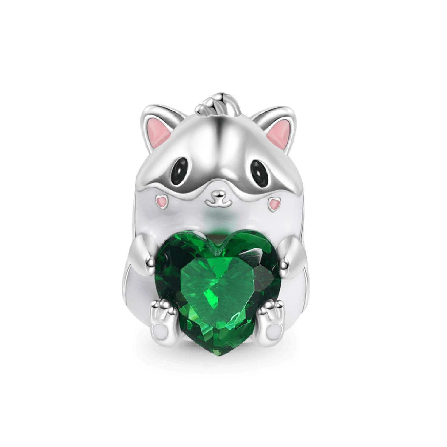 Ripley - CHARM HAMSTER TIERNO Y CORAZÓN VERDE PLATA 925 SILVER HEART