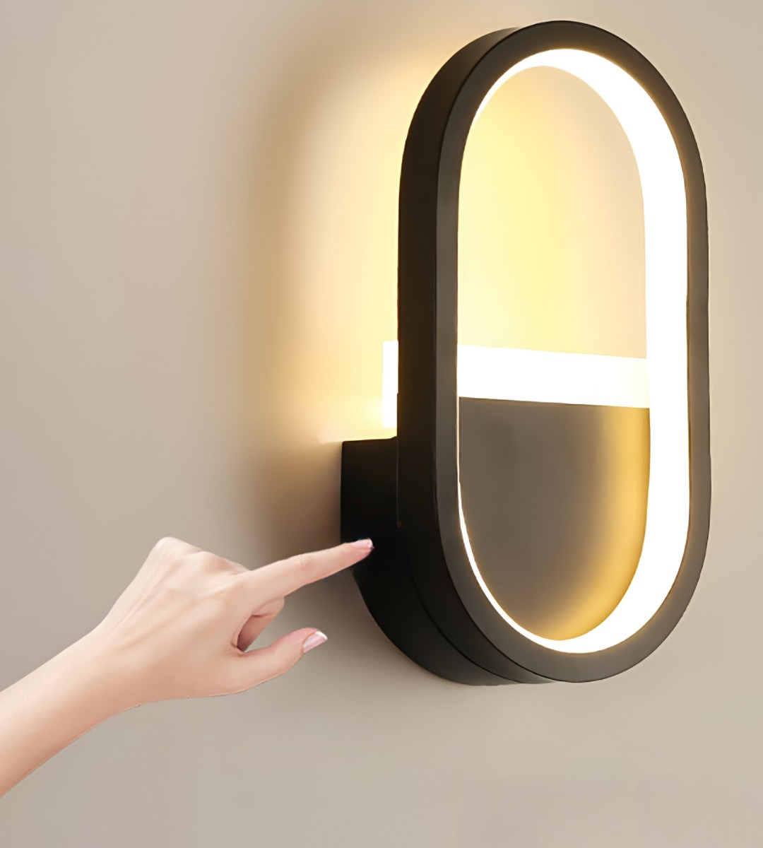 Ripley - LÁMPARA PARED LED MODERNA OVALADA DECORACIÓN NEGRA JHN