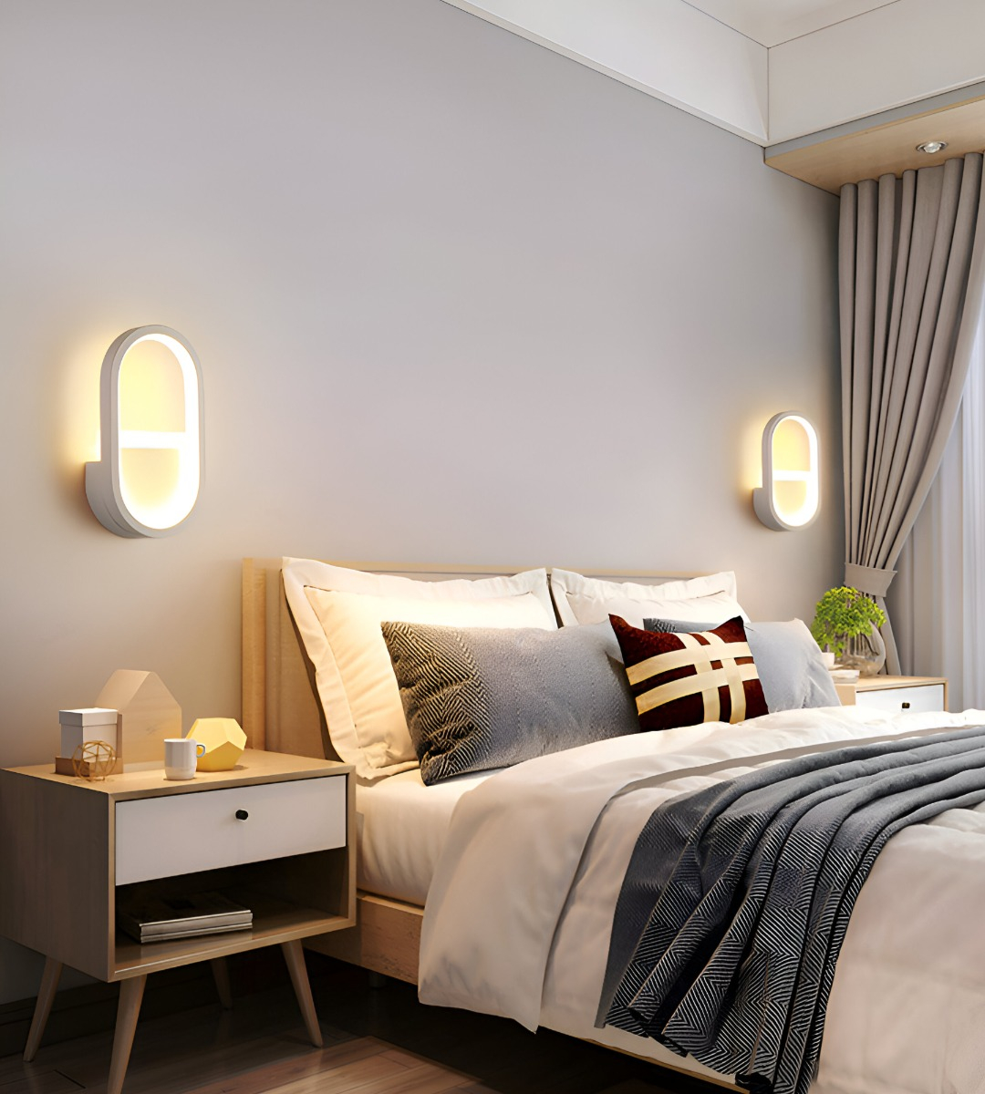 Ripley - LÁMPARA PARED LED DECORACIÓN MODERNA OVALADA BLANCA JHN