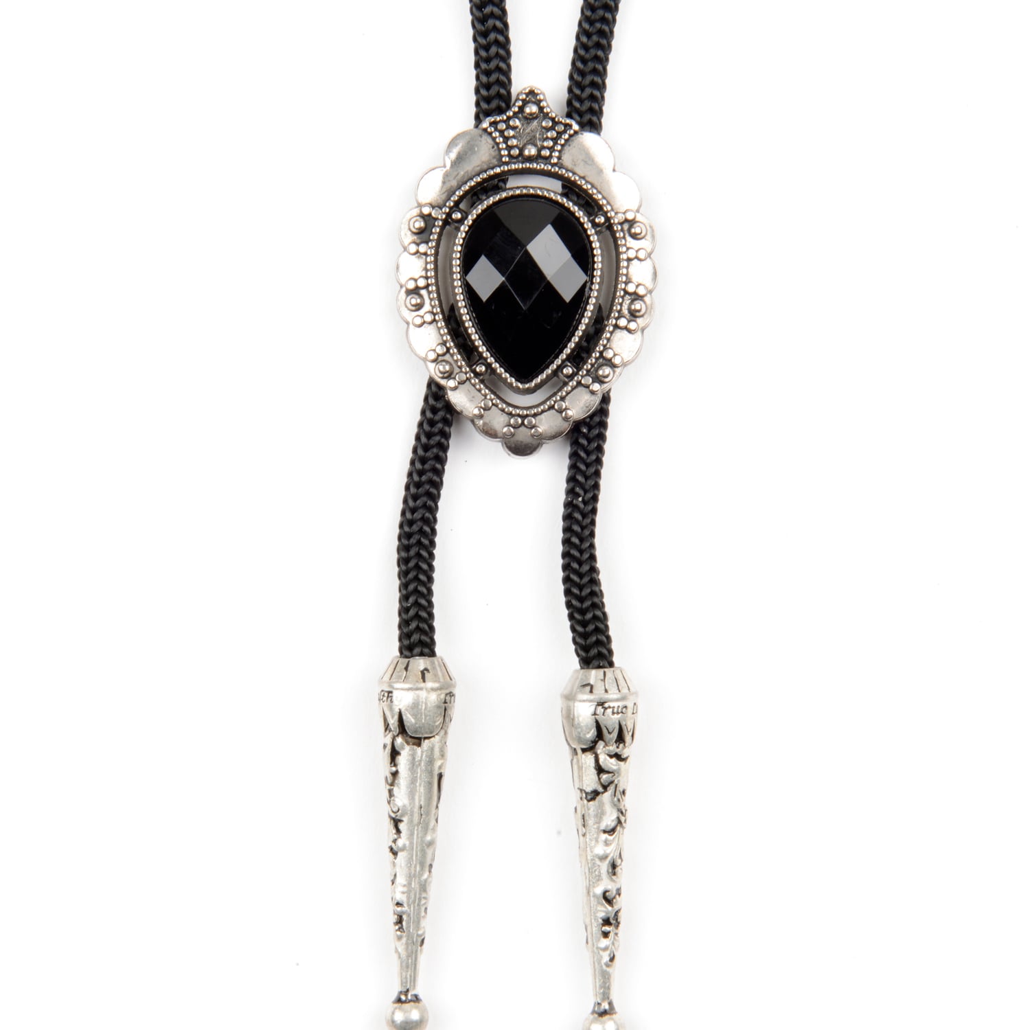 BOLO TIE NEBRASKA COLOR NEGRO CON PLATEADO CORBATA TEXANA DE CUERDA