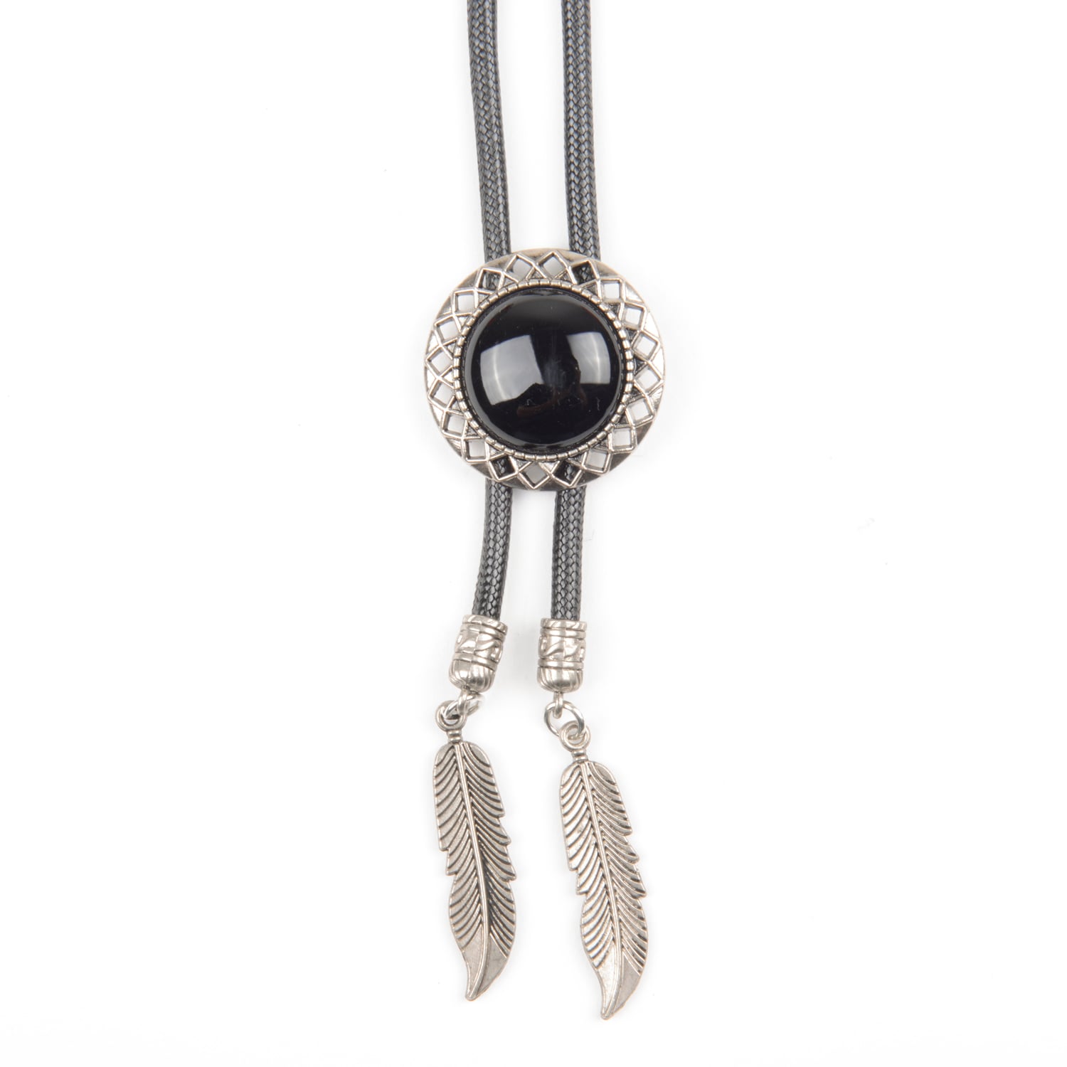 BOLO TIE CHEYENNE NEGRA CON PLATEADO CORBATA TEXANA