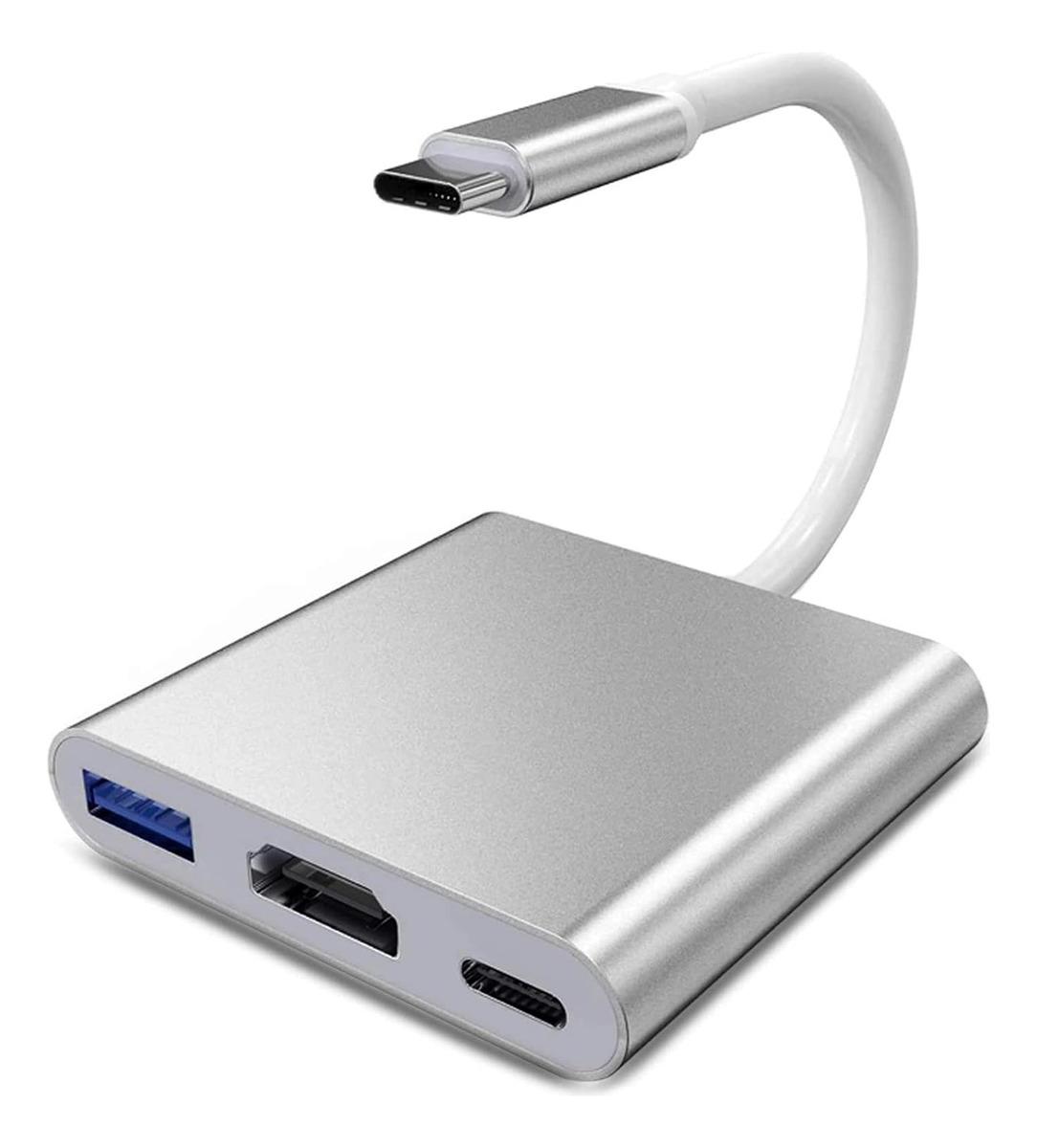 Ripley - ADAPTADOR USB 3 EN 1 TYPE C A HDMI Y USB-A RÁPIDO 4K UHD