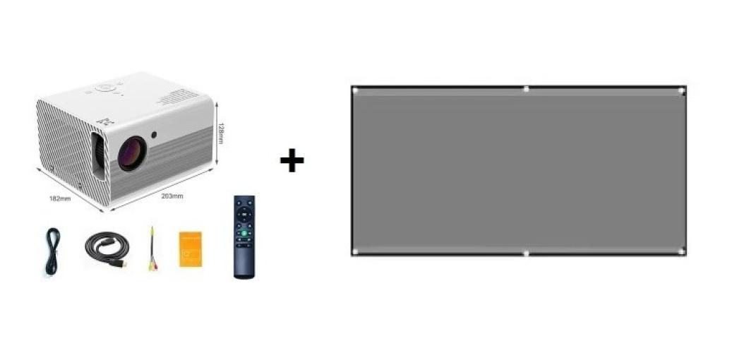 PROYECTOR FULL HD ANDROID CON CONEXION WIFI Y TELON 100'