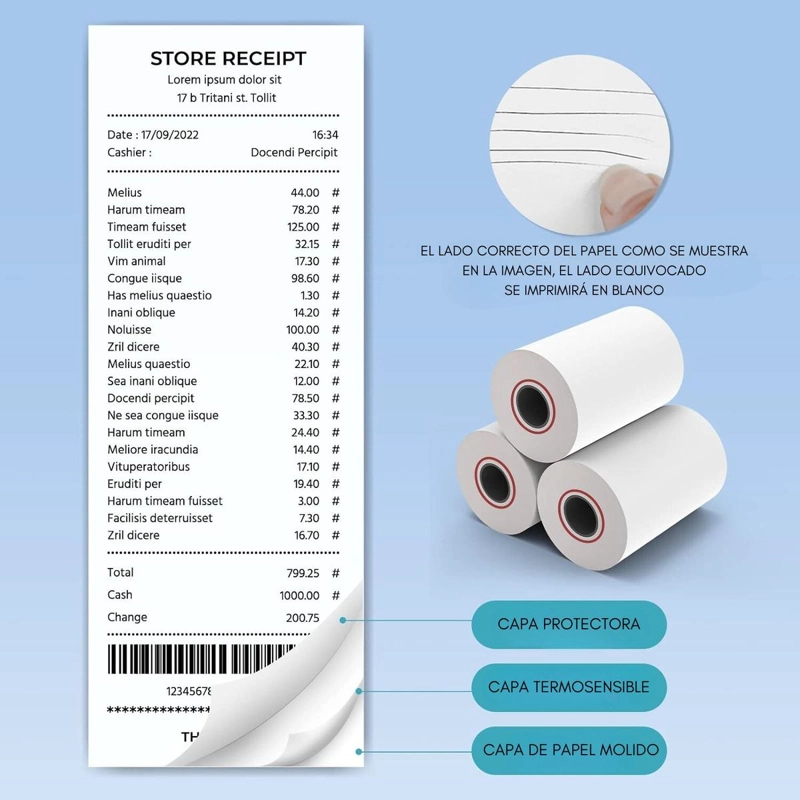 ROLLOS TE RMICOS TLT 80MM X 80MM PACK 50 UNIDADES SIN VENCIMIENTO
