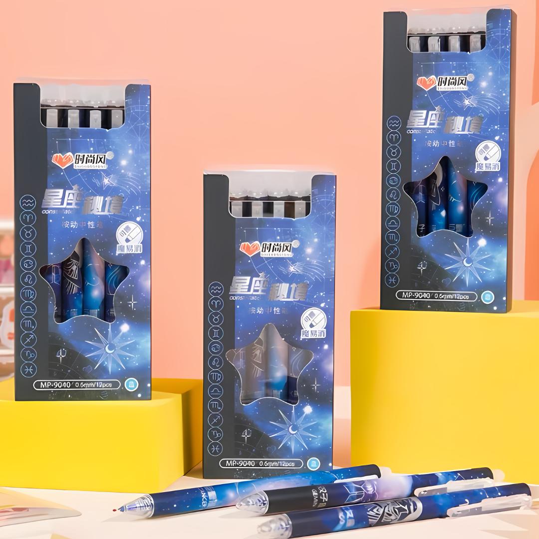 SET DE 12 LAPICES DE TINTA GEL BORRABLE KAWAII COLORIDOS