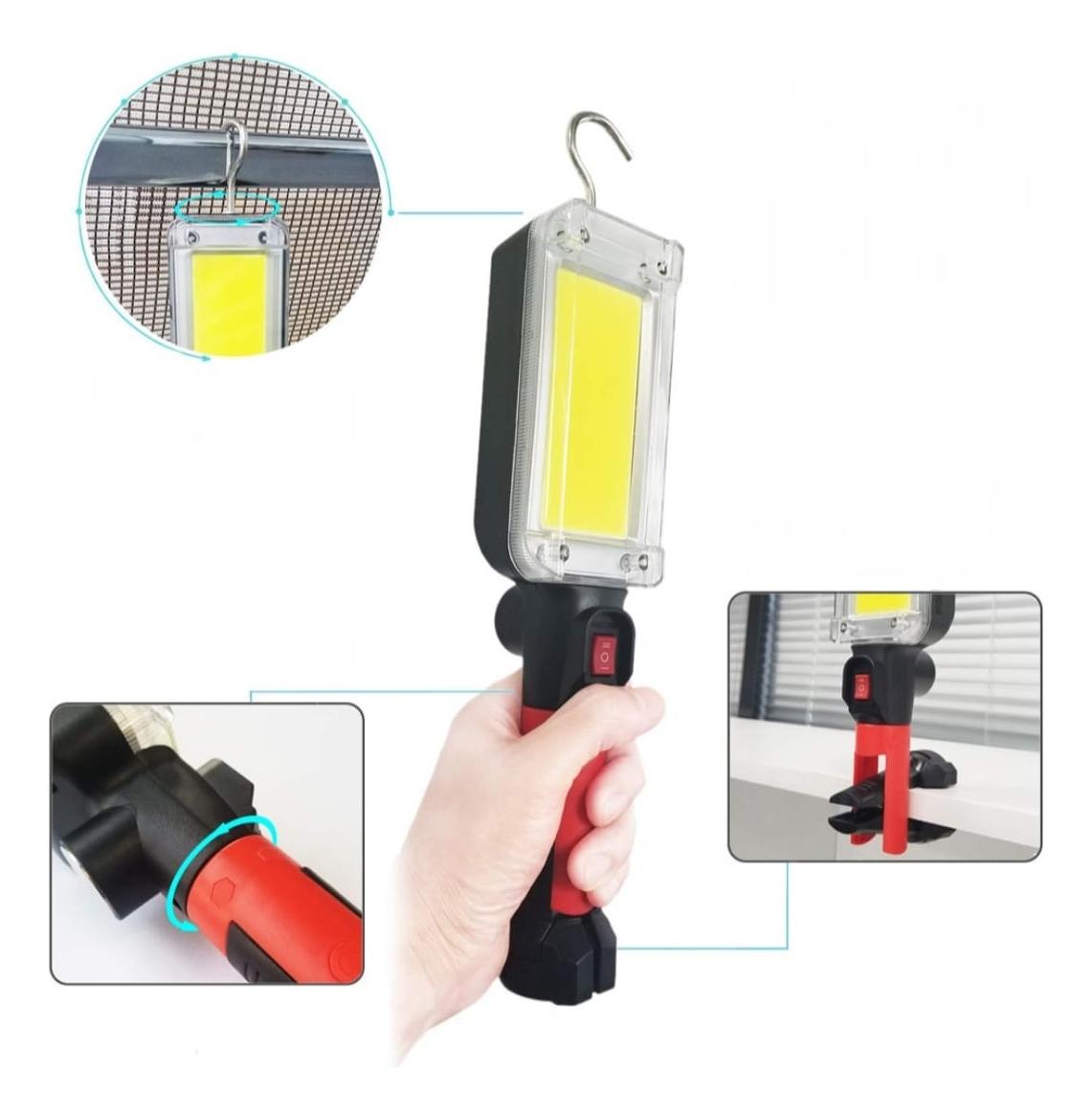 LINTERNA LED RECARGABLE 20W CON IMAN Y PINZA MULTIFUNCIONAL