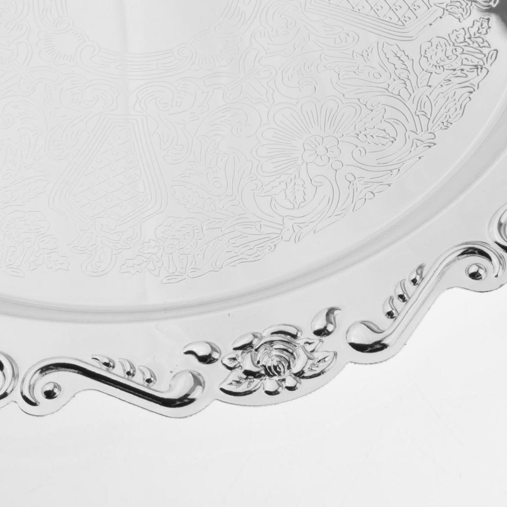 PLATO DECORATIVO DE METAL PLATEADO PARA POSTRES Y FRUTAS