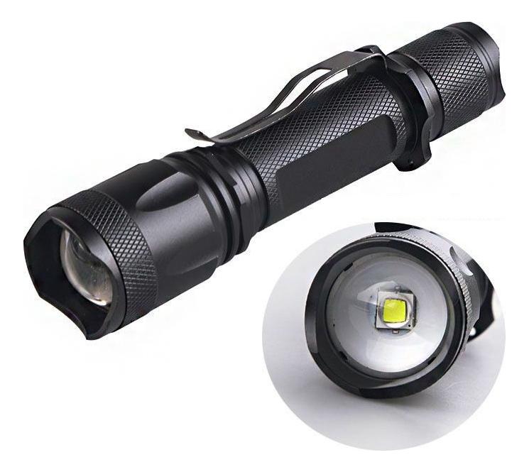 LINTERNA TACTICA RECARGABLE USB CON ZOOM Y MODOS VARIADOS
