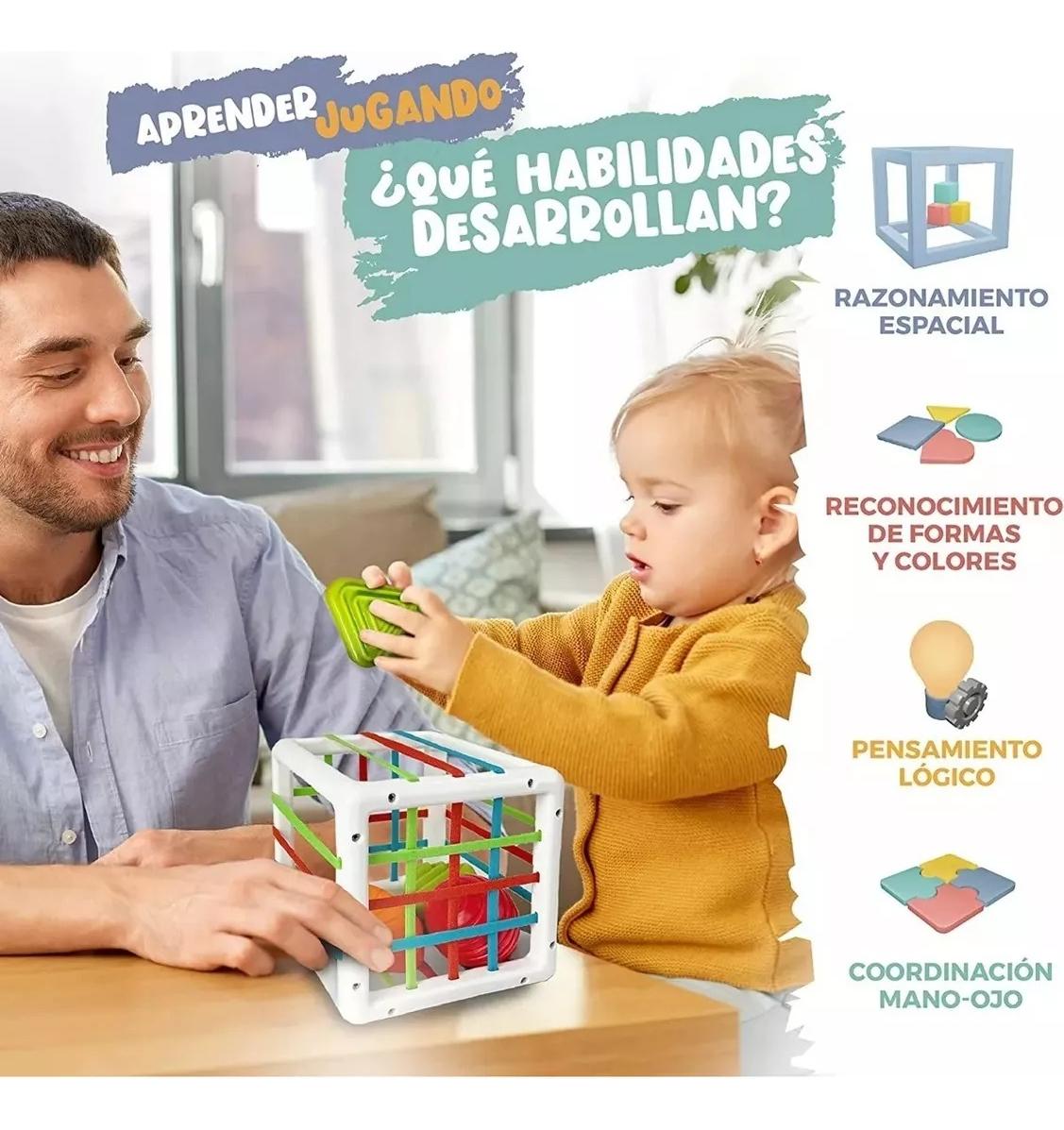 CUBO DIDACTICO SENSORIAL PARA BEBE S CON COLORES Y FORMAS