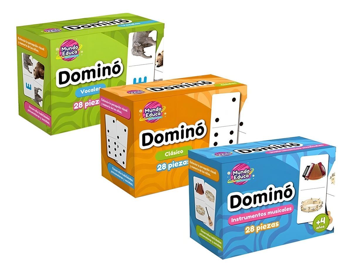 DOMINO EDUCATIVO DE 28 PIEZAS EN 3 TEMATICAS PARA NIÑOS