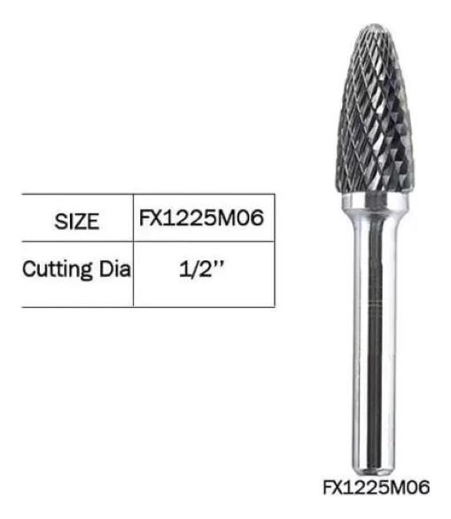 LIMA ROTATIVA TRIANGULAR DE CARBURO TUNGSTENO PARA METAL