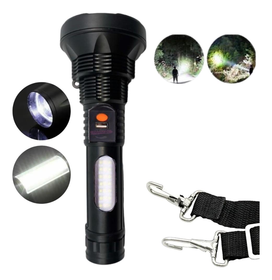 LINTERNA TACTICA RECARGABLE 4 MODOS Y CARGA USB EMERGENCIA
