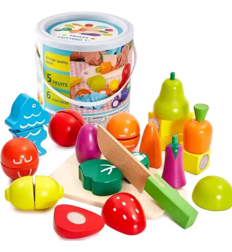 BALDE DE MADERA PARA FRUTAS Y VERDURAS CON VELCRO