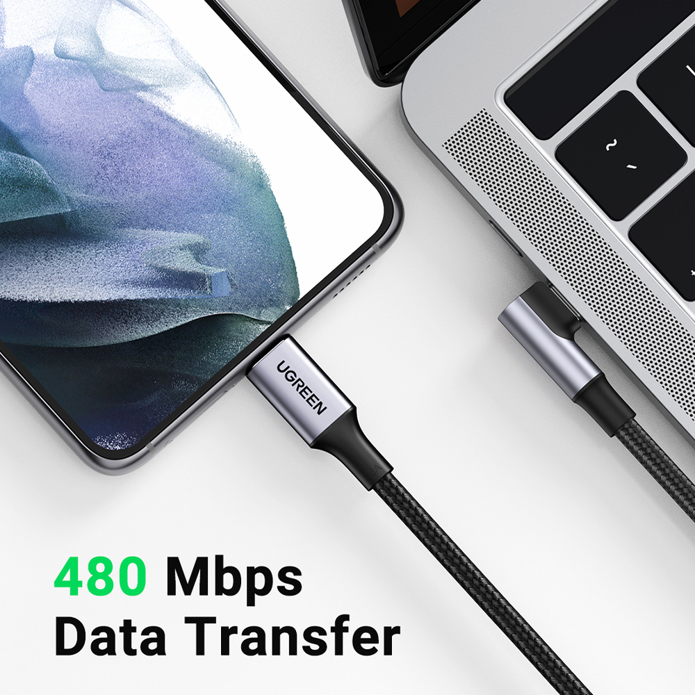 Ripley - CABLE CURVO USB-C A USB-C PD 5A MÁX. REFORZADO CON NAILON ...