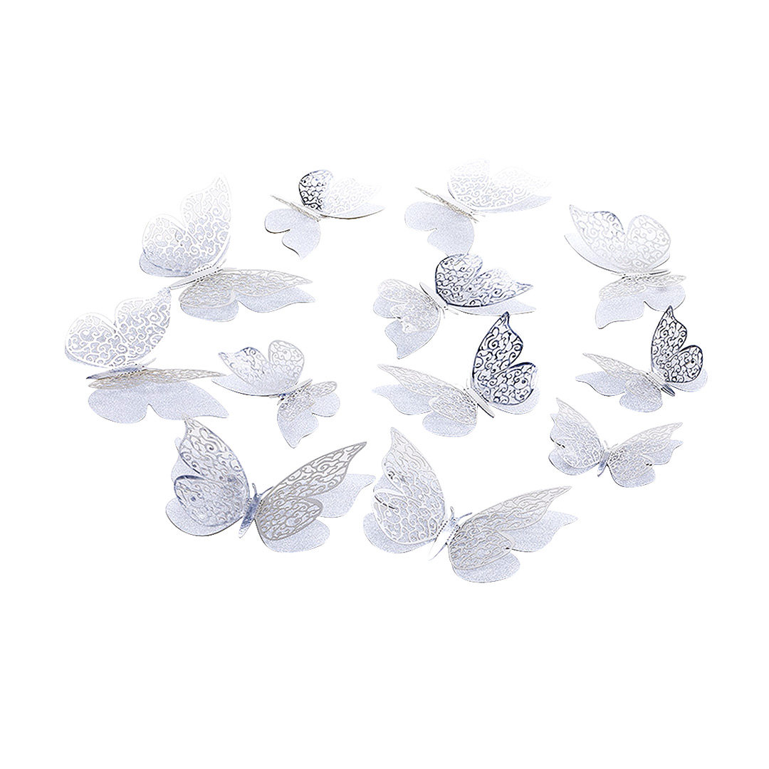 DECO MARIPOSAS PLATEADO X12 UNI