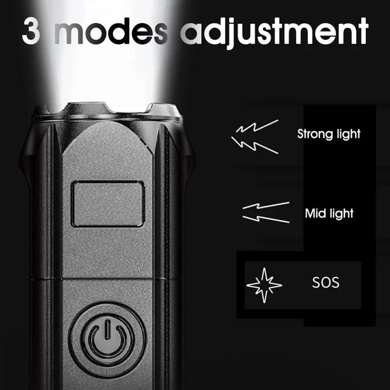 LINTERNA LED TACTICA RECARGABLE DE MANO ZOOM 500MTS USB