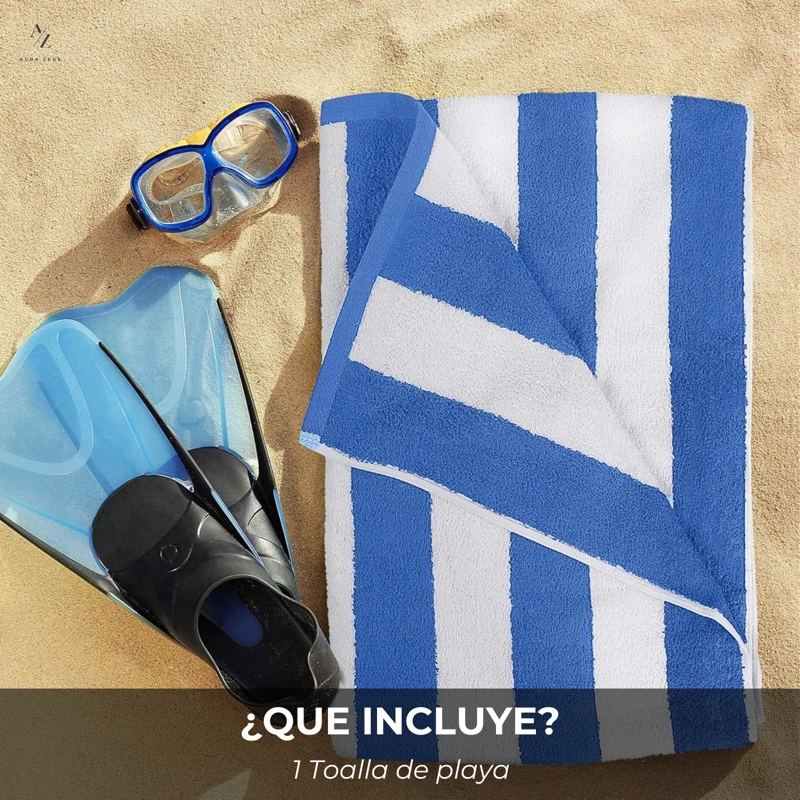 TOALLA DE PLAYA ALGODON 150X75 CM XL VIAJE GRANDE RAYADA AZ AZUL