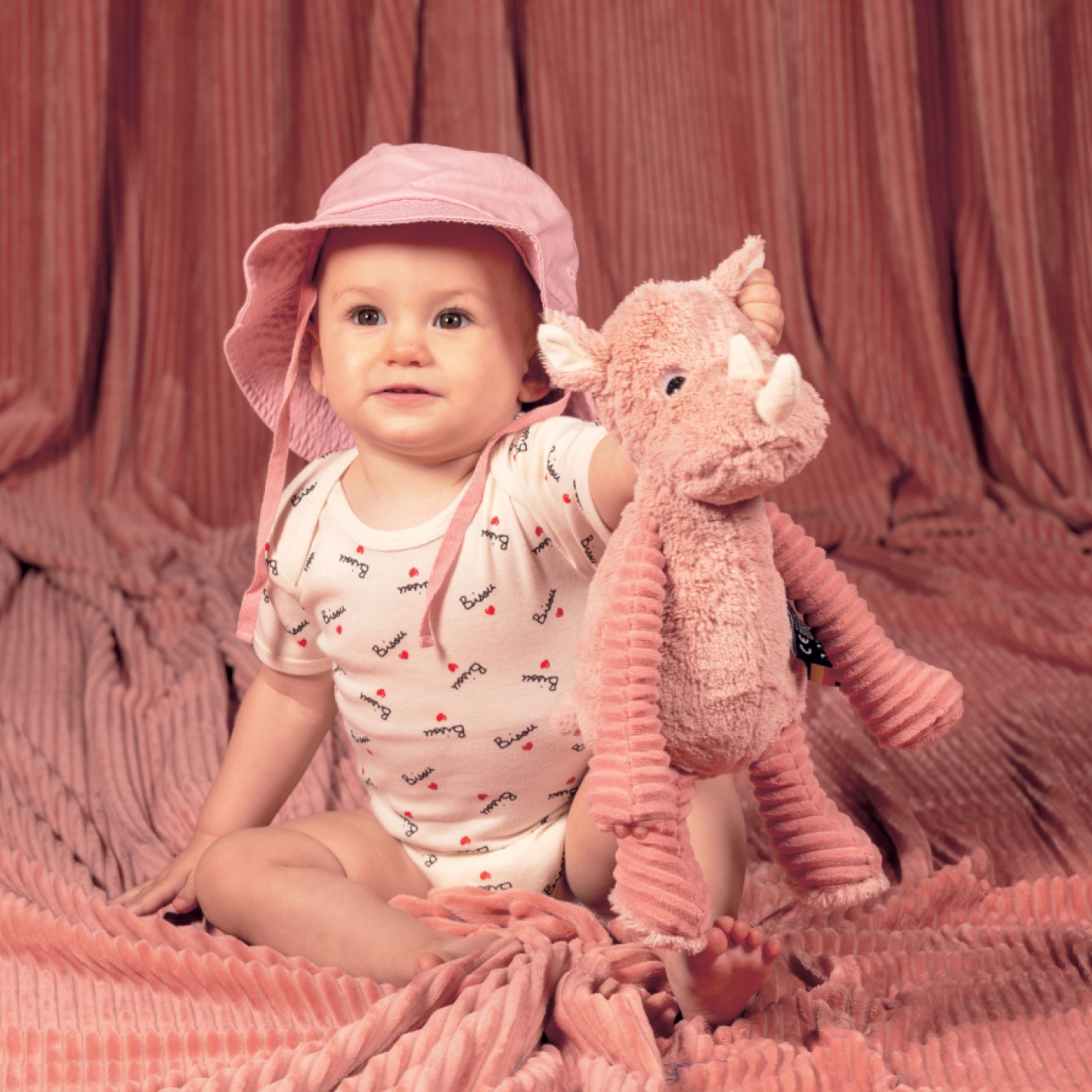 PELUCHE RINOCERONTE GROBISOU - ROSA