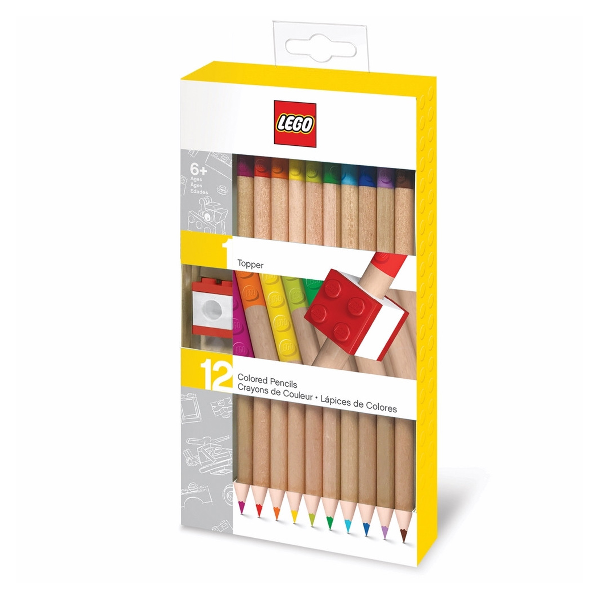 LAPICES DE COLORES LEGO CON TOPPER, PAQUETE DE 12 SANTOKI