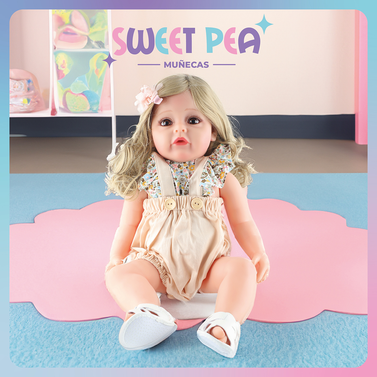 Ripley - BEBE REBORN CANDY MUÑECA SWEET PEA REALISTA SILICONA 55 CM