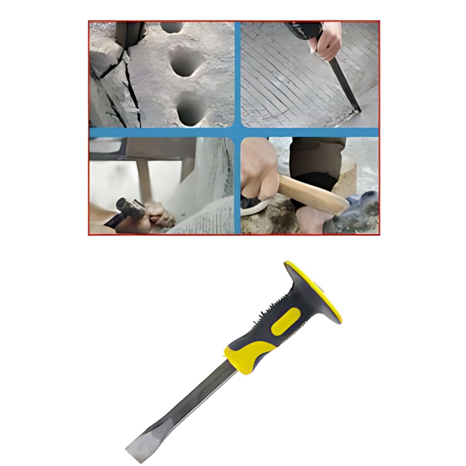 Ripley - CINCEL PUNTA PLANA 30CM CON MANGO PARA CONCRETO CONTRUCCION