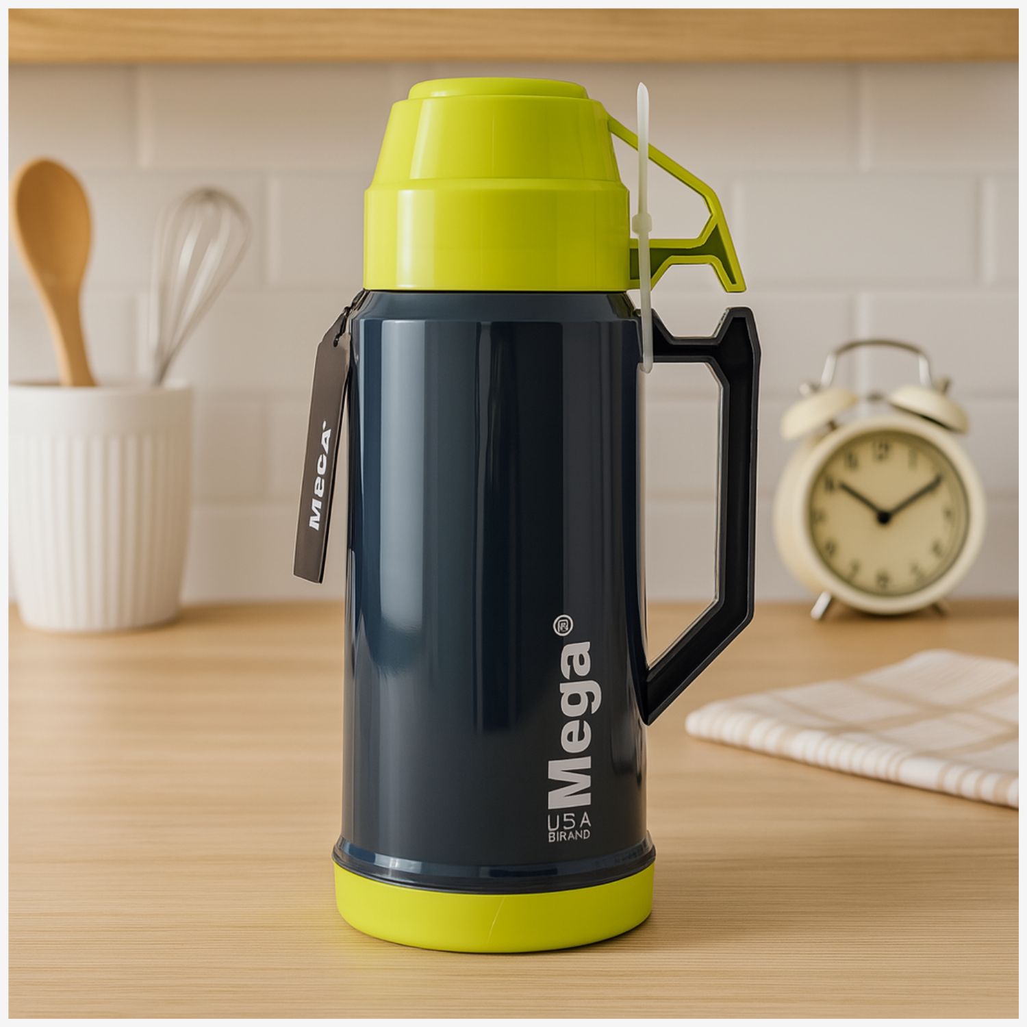 TERMO MEGA 1L NEW MEGATEMP BEBIDAS CALIENTES FRIAS CON TAZAS VERDE