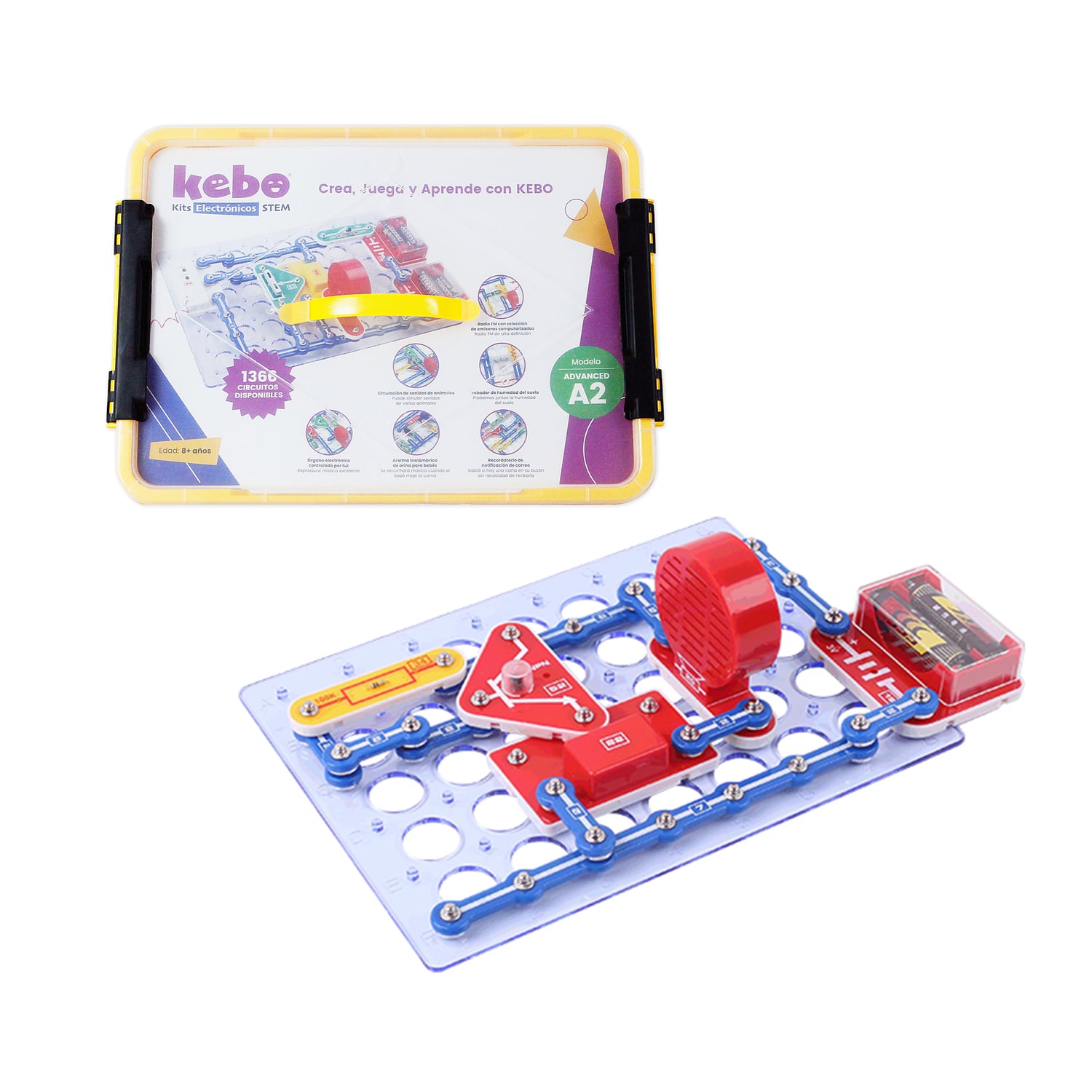KIT ELECTRÓNICO EDUCATIVO KEBO ADVANCE A2 - 1366 CIRCUITOS