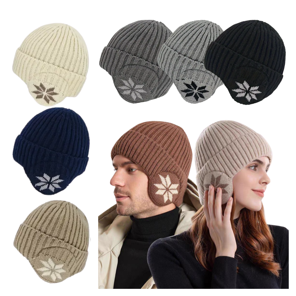 Ripley - PACK 12 GORROS BEANIE DE LANA ADULTO CON CUBRE OREJAS UNISEX ...