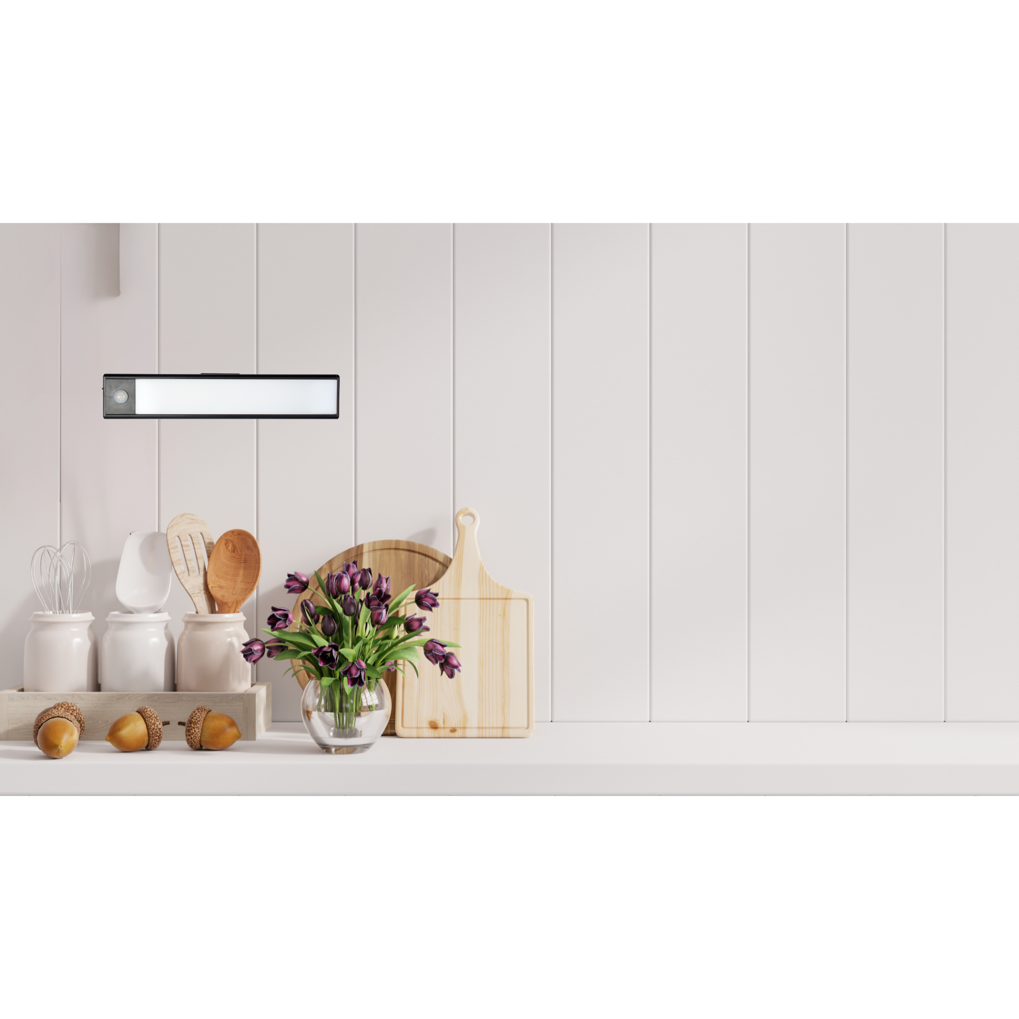 LUMINARIA BP ALUMINIO BAJO MESADA ULTRAFINA RECARGABLE CON SENSOR NEGRO