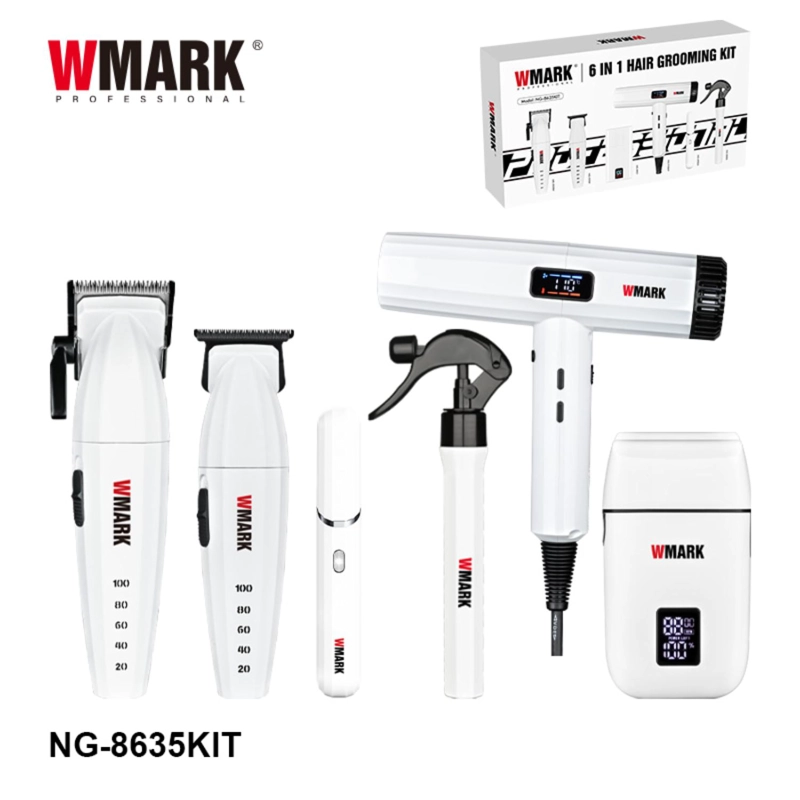COMBO WMARK PRO. NG-8635 6 EN 1 AFEITADORA Y SECADOR BLANCO