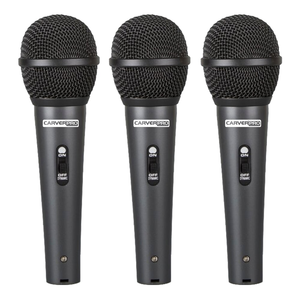 SET DE 3 MICROFONOS + PORTA MIC. MOD.CH33-3BK CARVERPRO