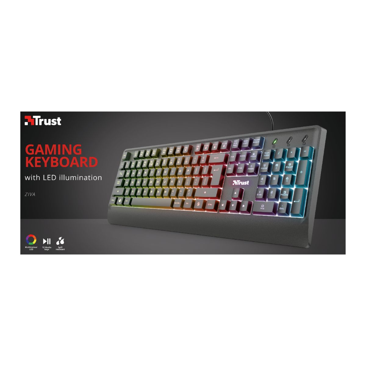 Ripley - TECLADO TRUST GAMING LED RETROILUMINADO ZIVA ES