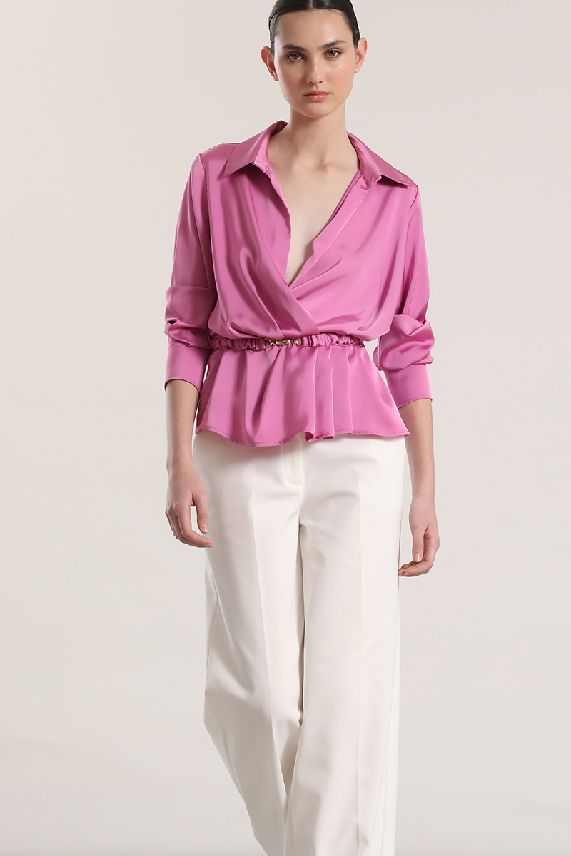 BLUSA CRUZADA CON CINTURON LIOLA MUJER FRESA