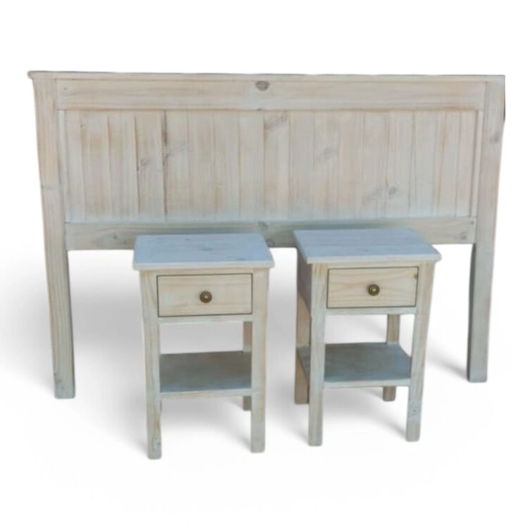 SET RESPALDO DE CAMA 2 PLAZAS + 2 VELADORES TAIKKEE EN COLOR BLANCO ...