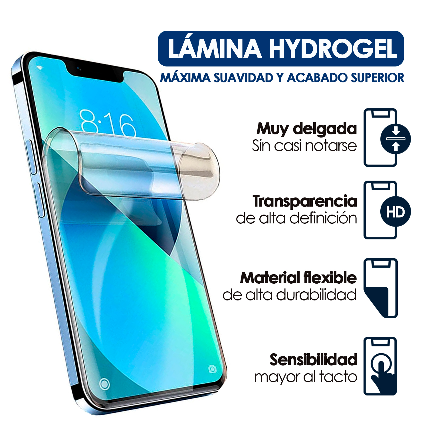 Ripley - PACK 50 LAMINAS DE HYDROGEL HAXLY ANTI BLUE RAY 180X120MM