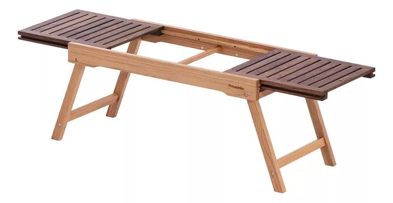 MESA PLEGABLE DE MADERA CON RIEL DESLIZANTE - NOGAL