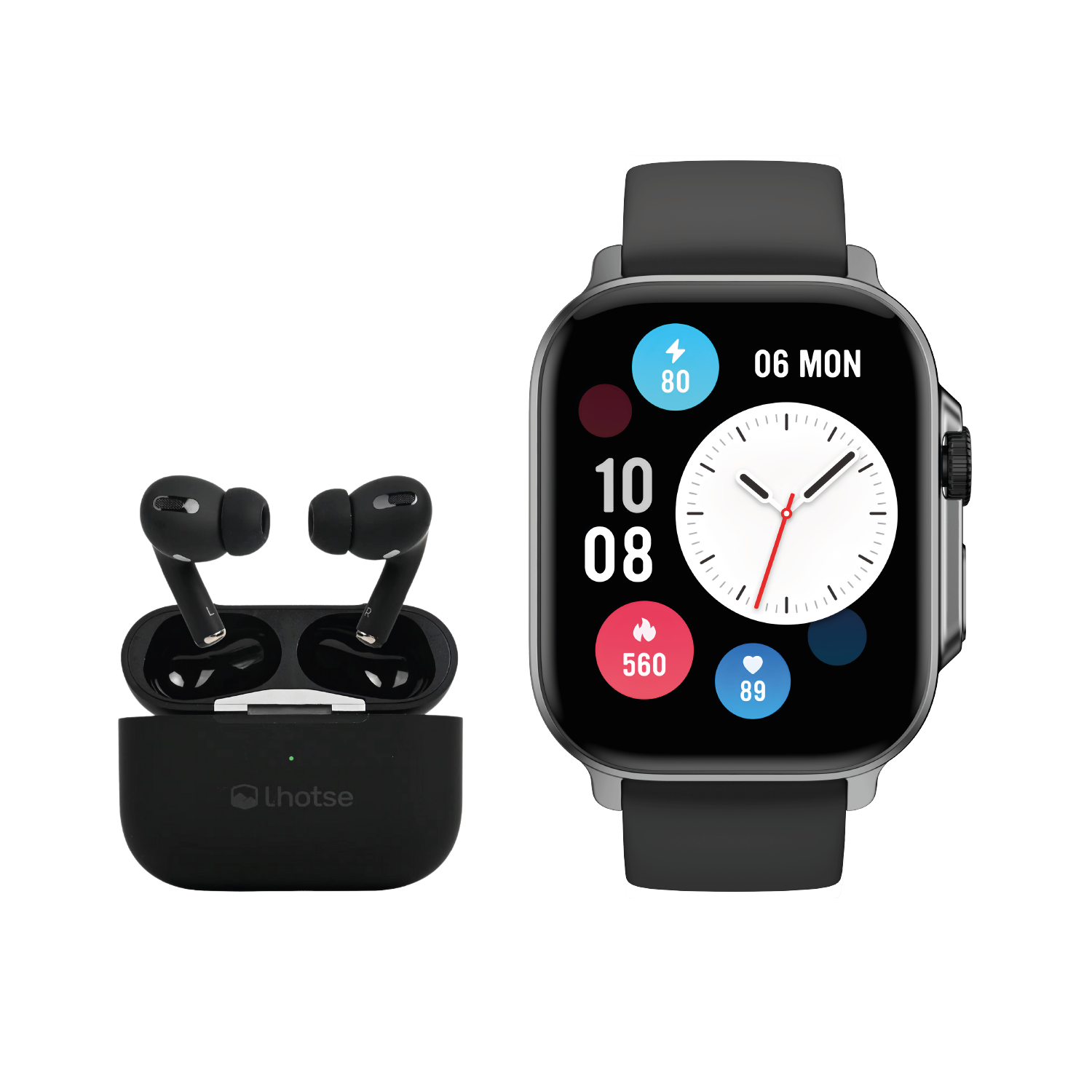 Ripley - COMBO SMARTWATCH LHOTSE CONNECT S03 NEGRO + AUDÍFONO RM7