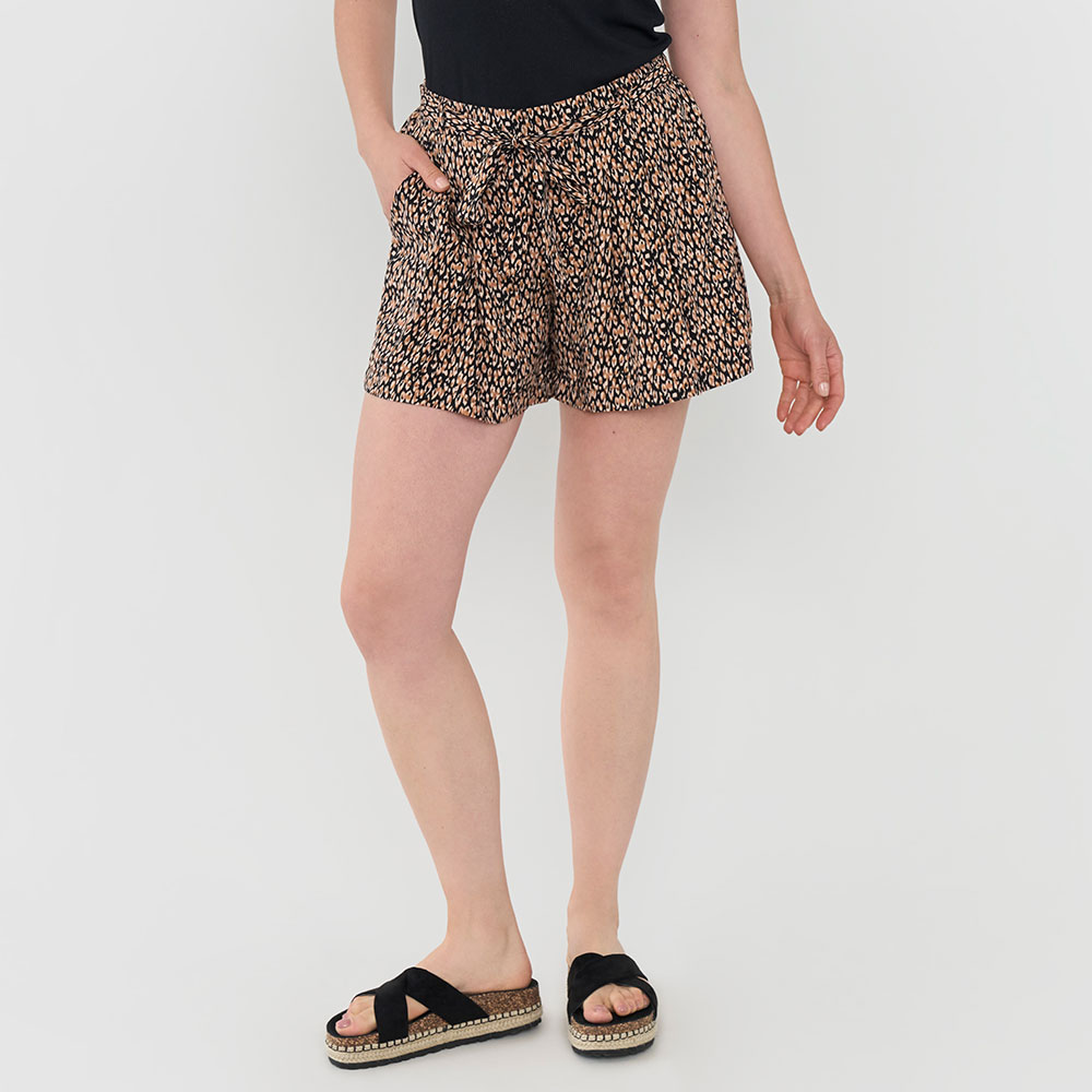 Ripley - SHORT MUJER FLUIDO CINTURÓN ANIMAL PRINT CAFÉ CORONA