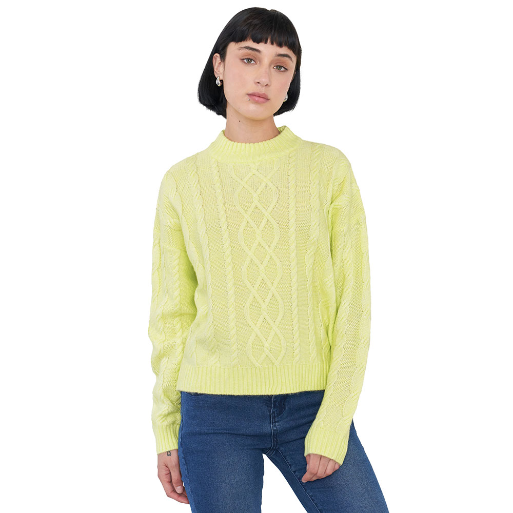 Ripley - SWEATER MUJER CUELLO MOC TRENZA VERDE CORONA