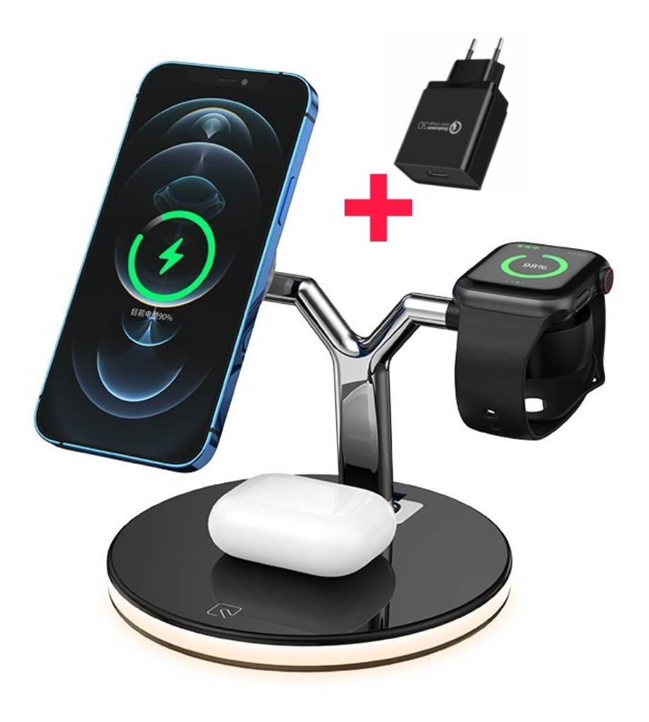 BASE CARGA INALÁMBRICA IPHONE MAGSAFE 3EN1 + CARGADOR