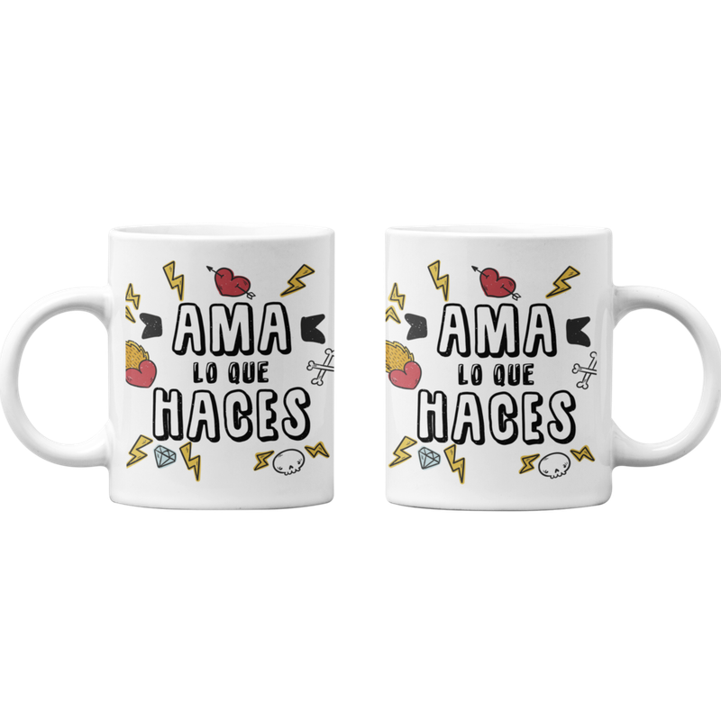 TAZONES TAZAS BLANCAS AMA LO QUE HACES FRASE MOTIVACION
