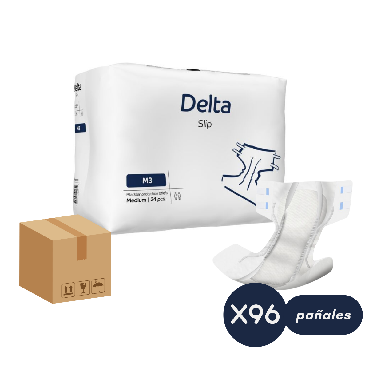 CAJA PAÑALES ADULTOS ABENA DELTA SLIP M3, 2800ML. - 96 PAÑALES
