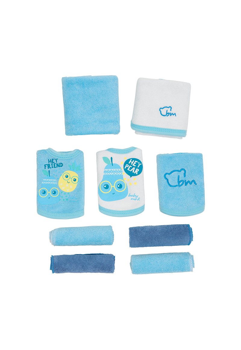 SET BABY MINK ABC LUNCH COMER NEW BORN UNISEX 0 A 12 MESES AZUL