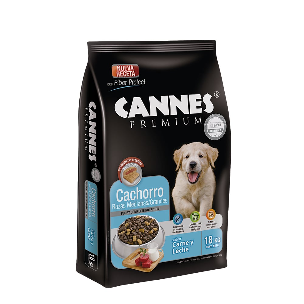 ALIMENTO SECO PERRO CANNES PARA CACHORRO CARNE Y LECHE 18 KG