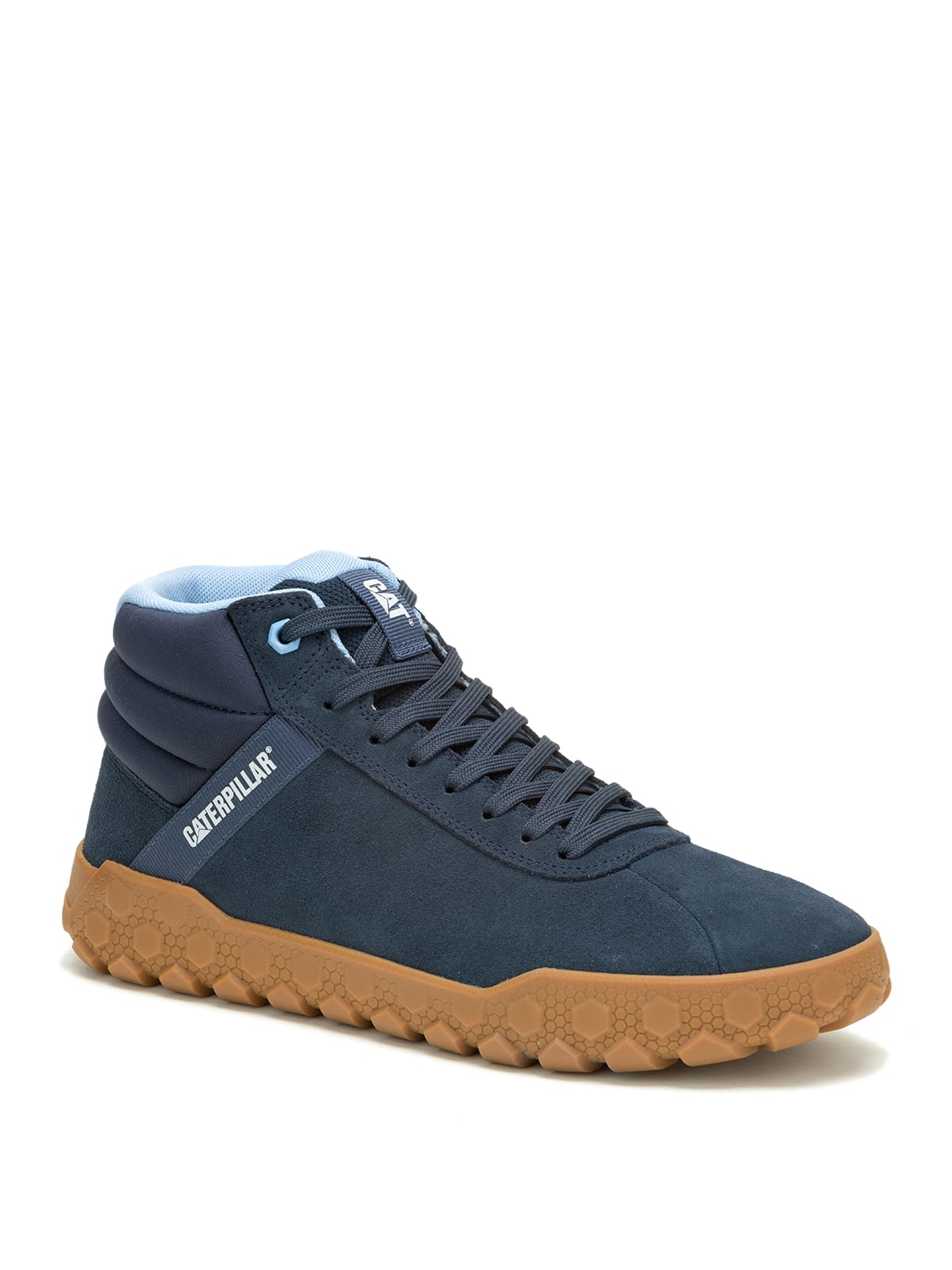 Ripley - ZAPATILLAS HOMBRE CAT CASUALES AZUL MARINO HEX + MID CUERO CON ...