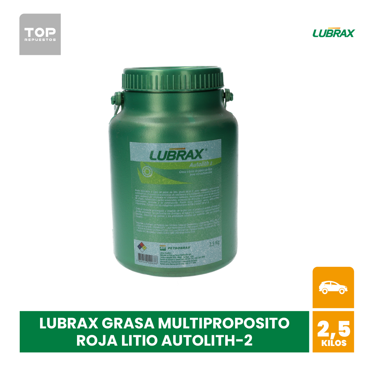 Ripley - GRASA MULTIPROPOSITO ROJA LITIO AUTOLITH-2 LUBRAX 2.5 KG
